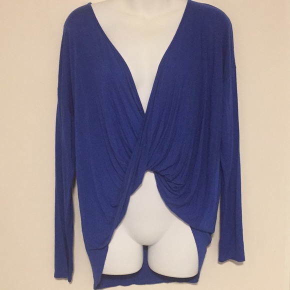 Tops | Royal Blue Deep Plunging Neckline Blouse | Poshmark